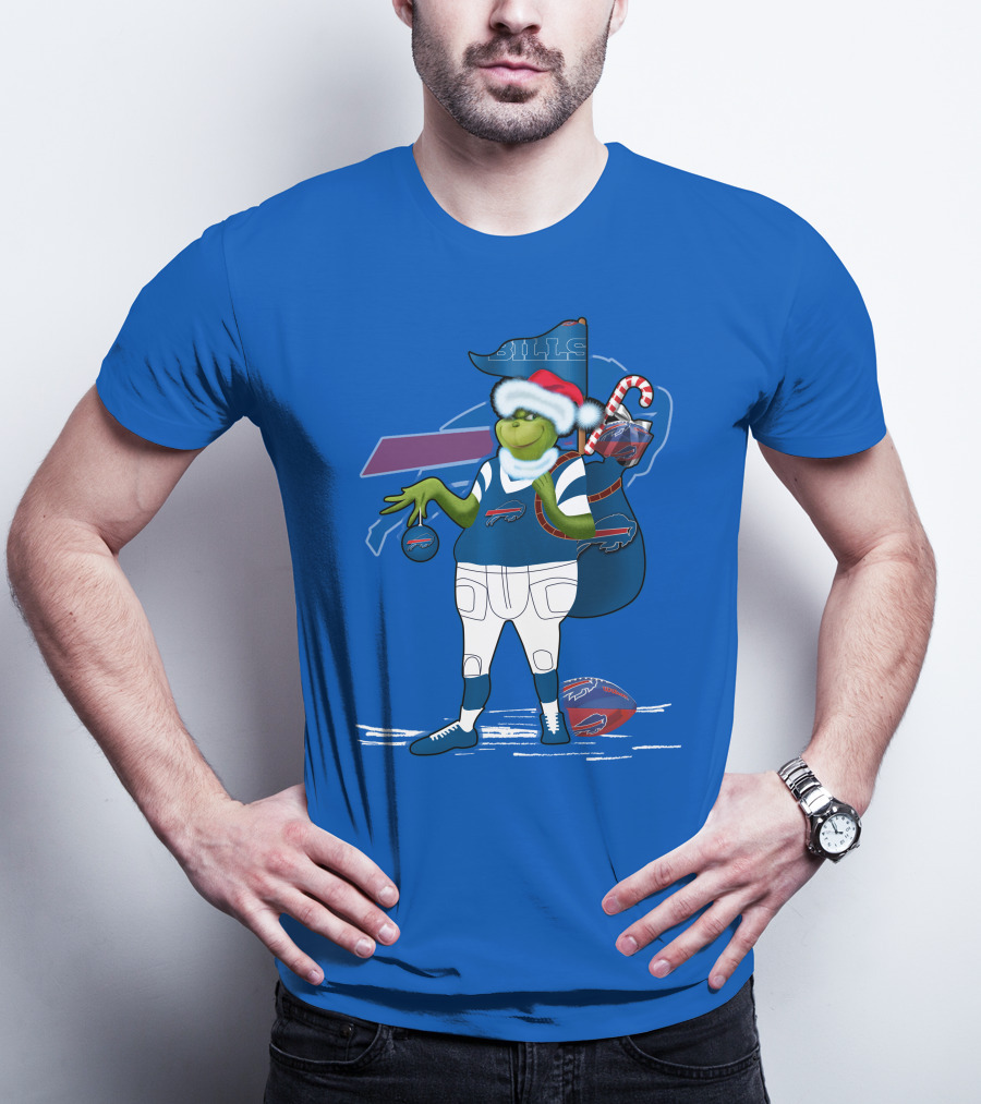 Grinchxmas Buffalo Bills Christmas Santa Football T-Shirt