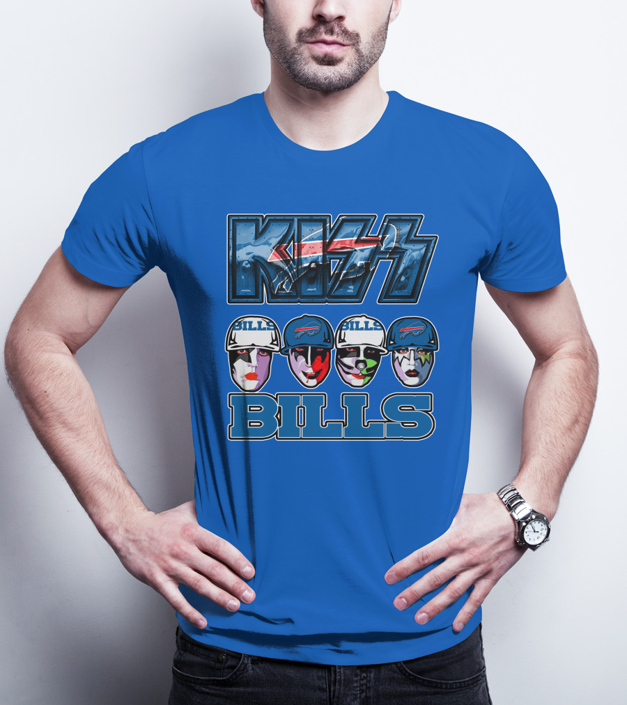 Kiss Buffalo Bills Helmets Face Paint Band Style T-Shirt