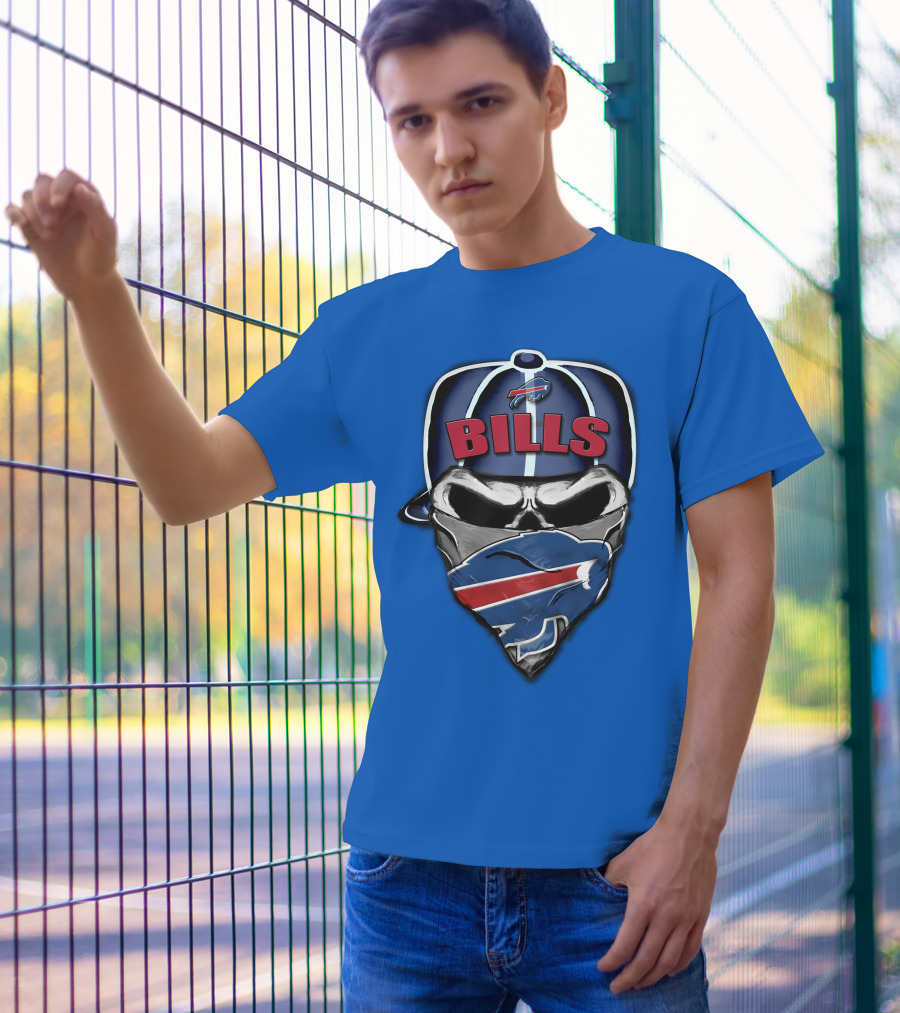 Buffalo Bills Skull Bandana Nfl Fan Skullcap T-Shirt