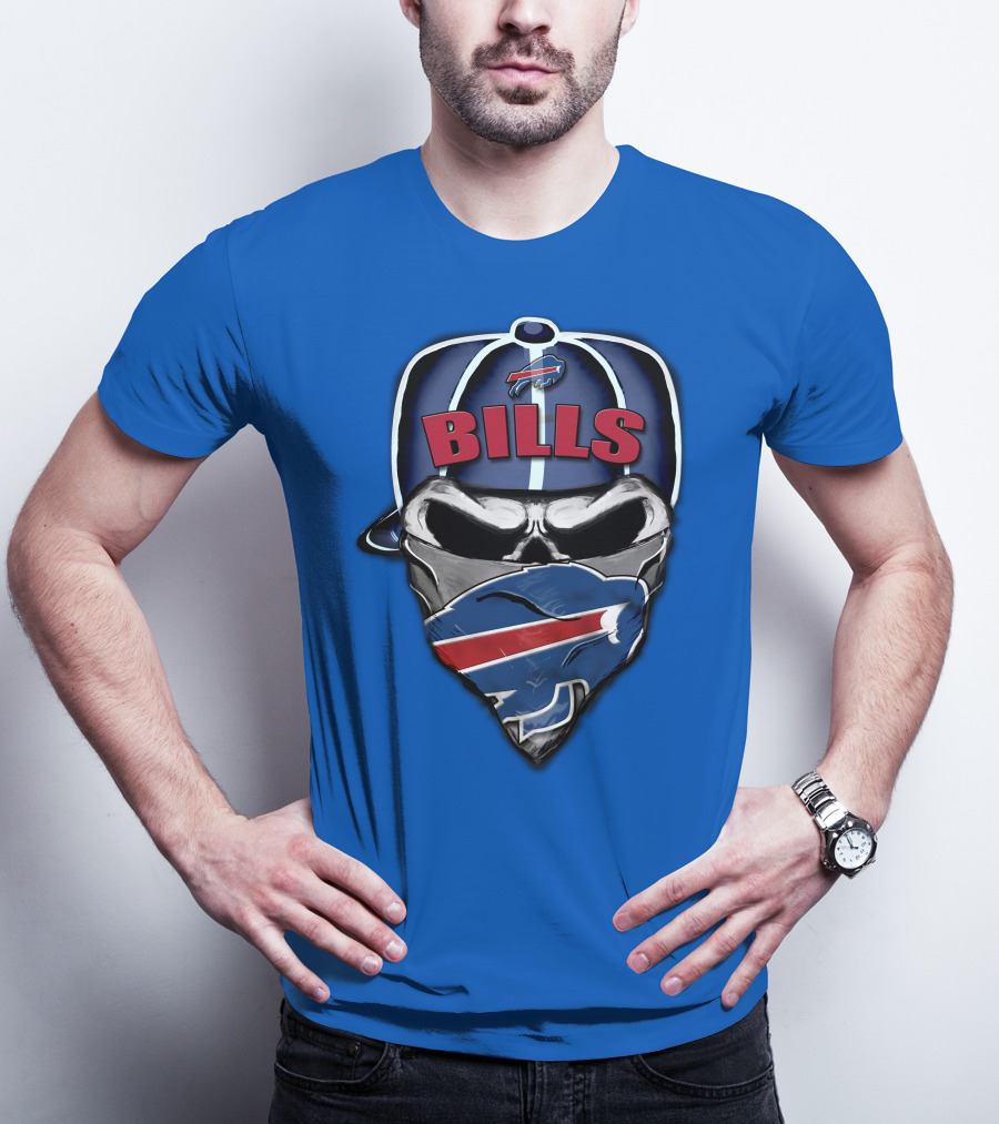 Buffalo Bills Skull Bandana Nfl Fan Skullcap T-Shirt