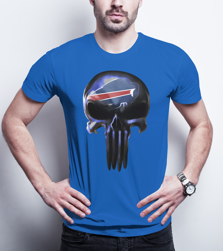 Buffalo Bills Nfl Skull Logo 49 Blue T-Shirt