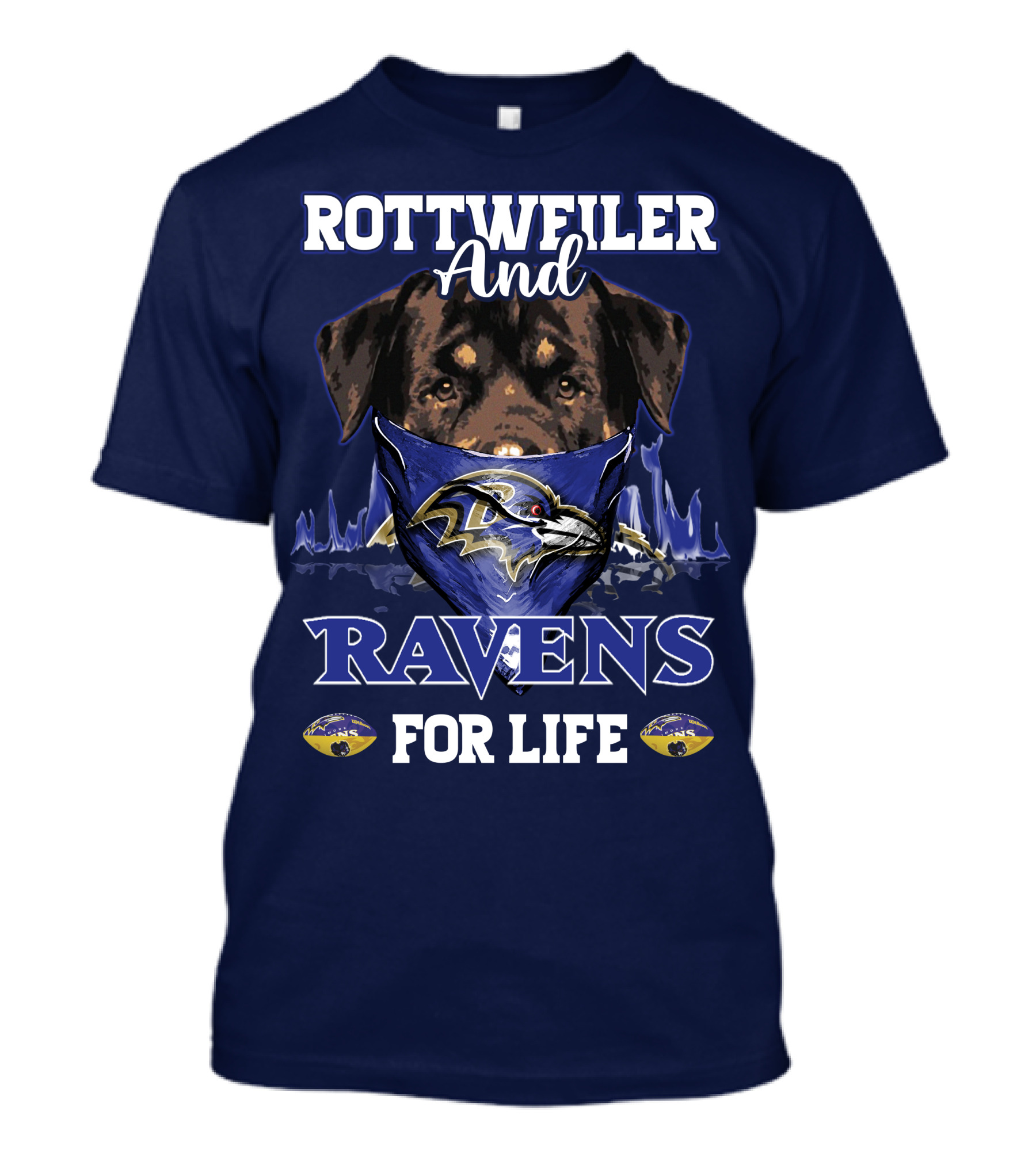 Rottweiler And Ravens For Life Baltimore Ravens T-Shirt