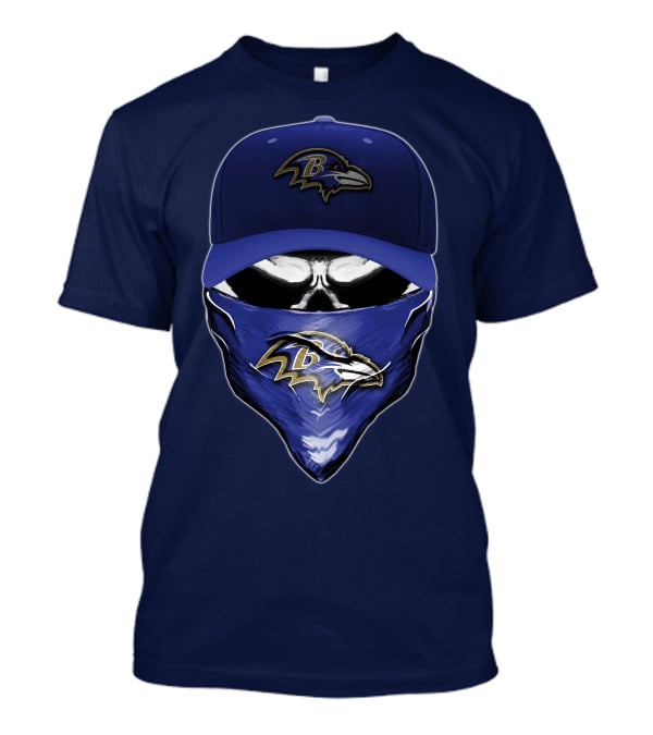 Skull V6 Baltimore Ravens Mask Cap Combo T-Shirt