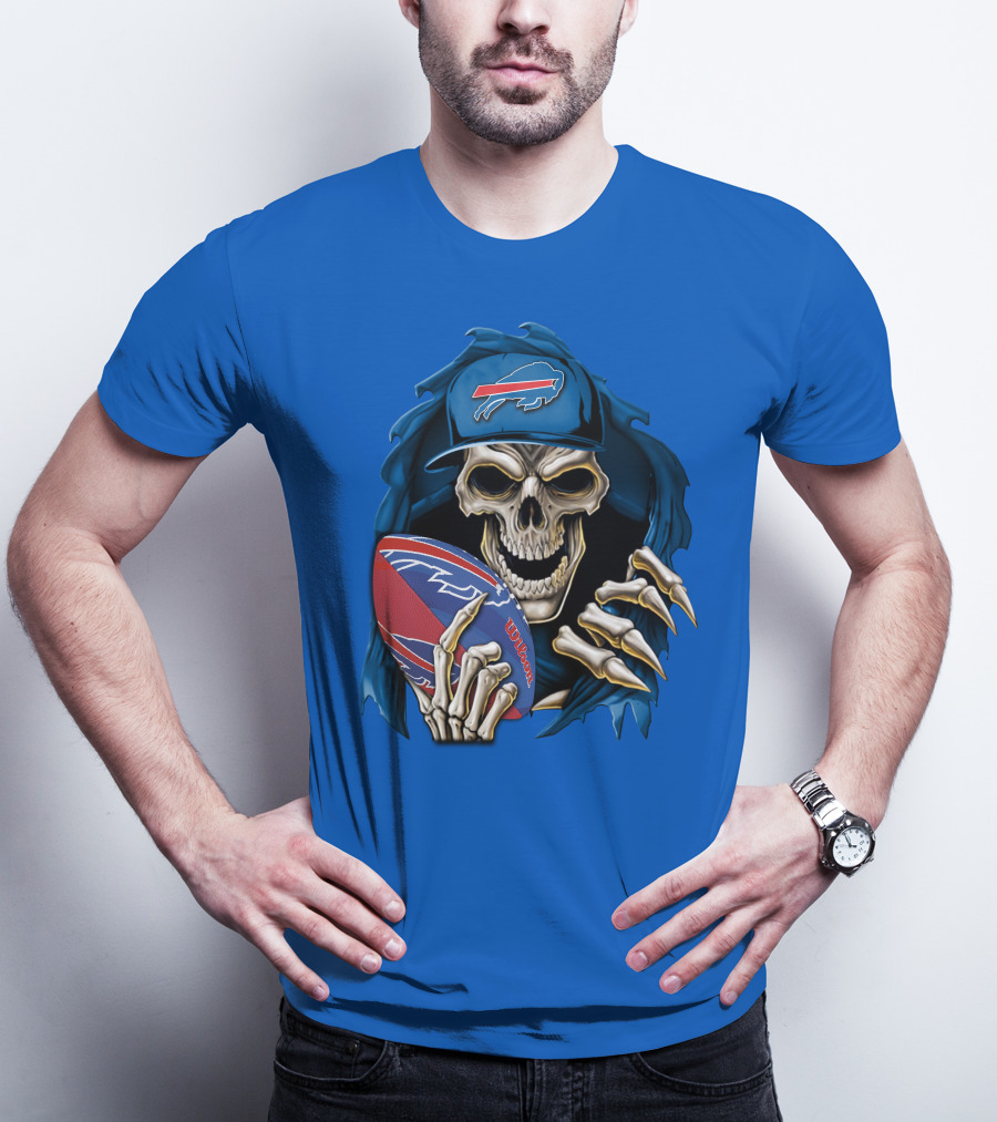 Buffalo Bills Skullbong Skeleton Football T-Shirt