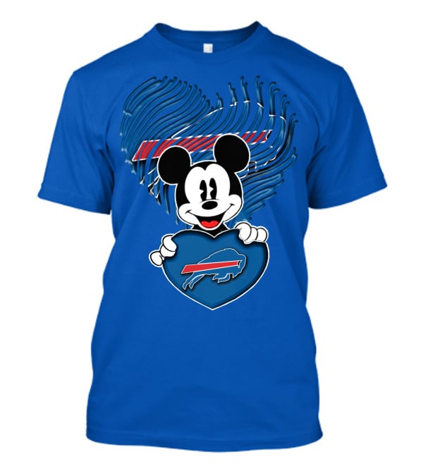 Mick Mouse With Buffalo Bills Heart Logo Fan T-Shirt