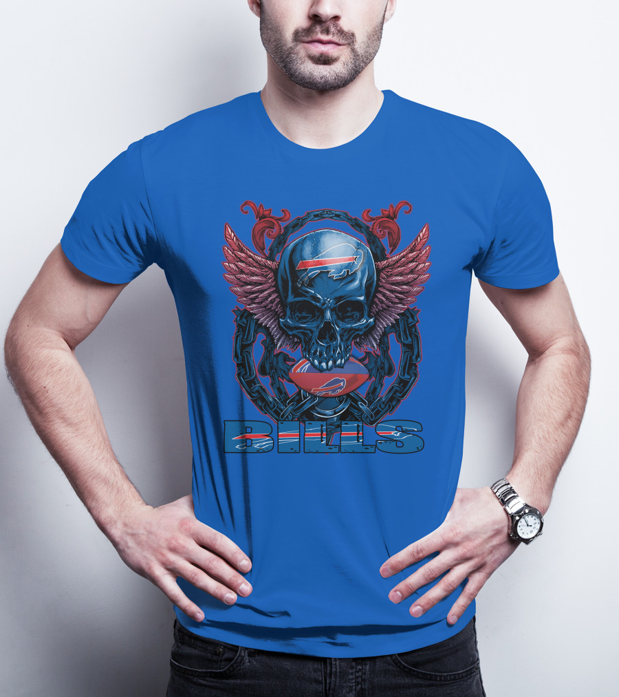 Buffalo Bills Skull With Wings And Chains T-Shirt