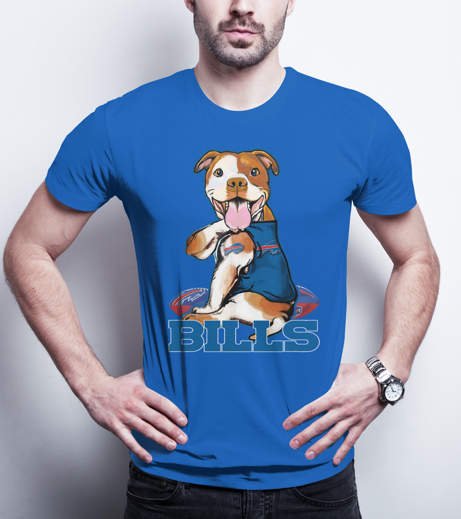 Buffalo Bills Pitbull With Footballs And Team T-Shirt