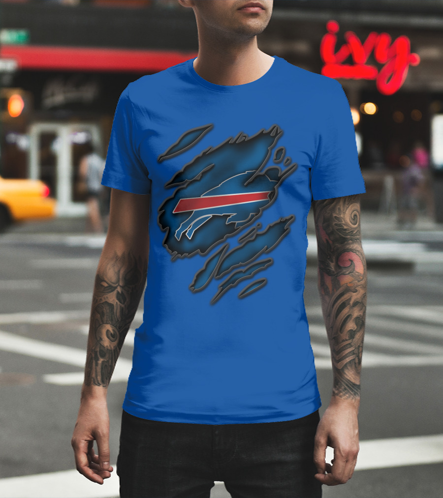 Torn Buffalo Bills Scratched T-Shirt