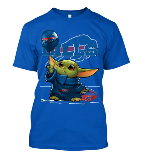 Yoda V1 Buffalo Bills Baby Alien Holding Buffalo Bills Balloon Football T-Shirt