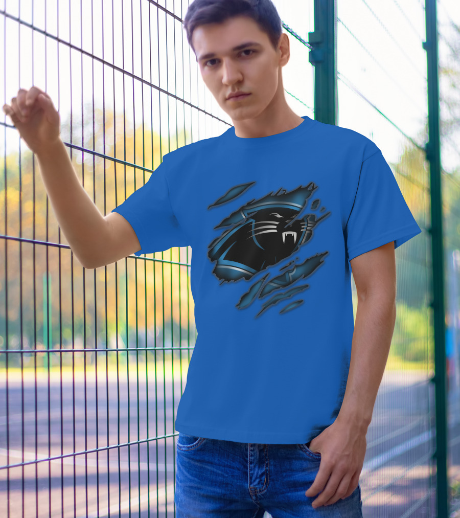 Carolina Panthers Logo Claw Marks Blue T-Shirt