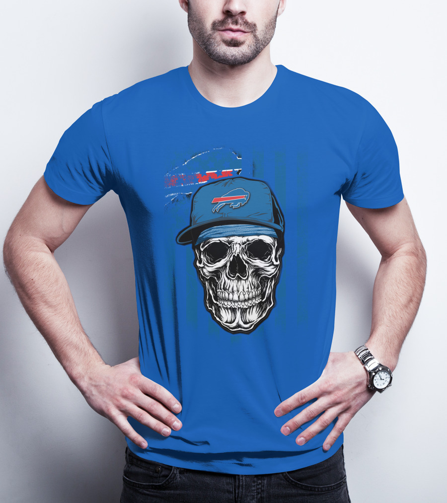 Buffalo Bills Skull With Cap T-Shirt