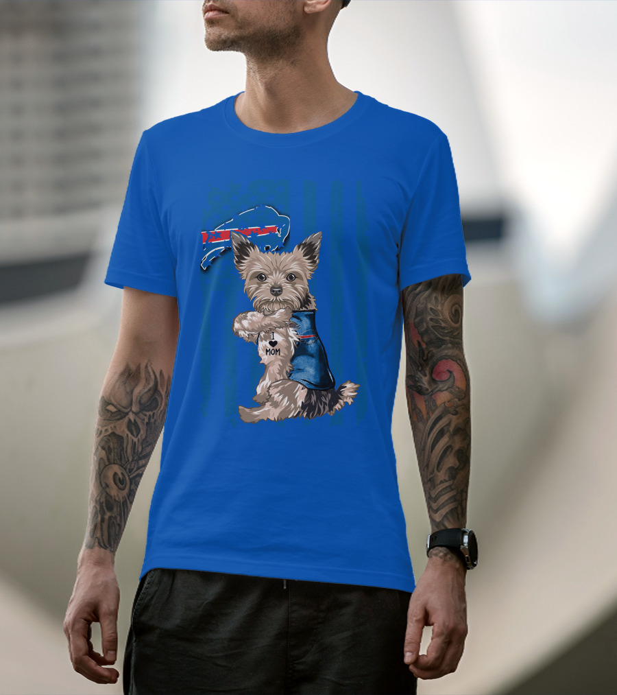 Yorkshire Terrier I Love Mom Buffalo Bills Fan T-Shirt