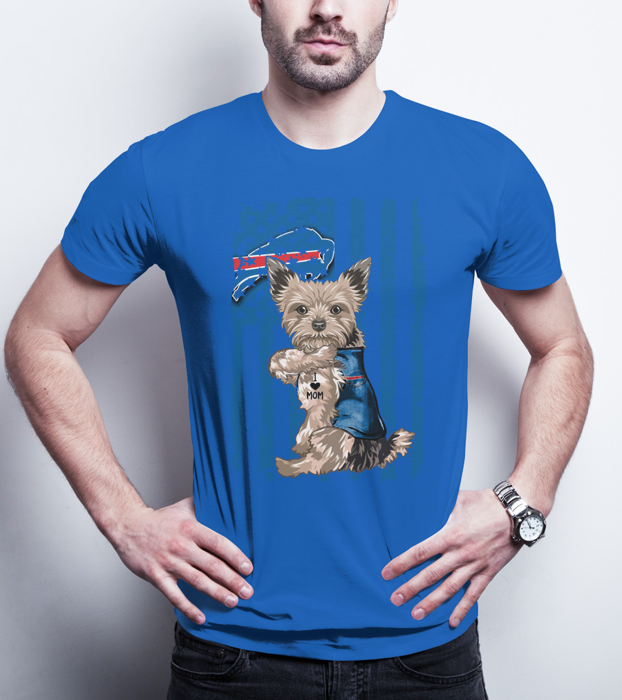 Yorkshire Terrier I Love Mom Buffalo Bills Fan T-Shirt