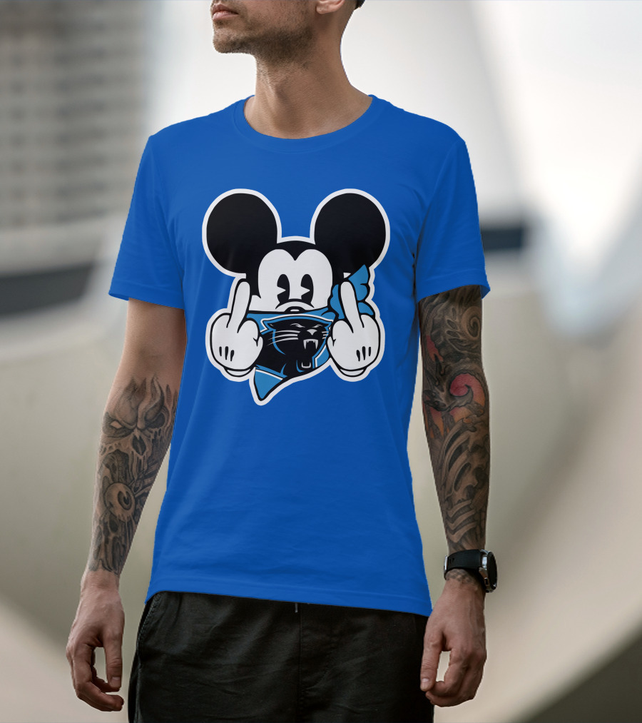 Carolina Panthers 45 Mickey Mouse Middle Finger T-Shirt