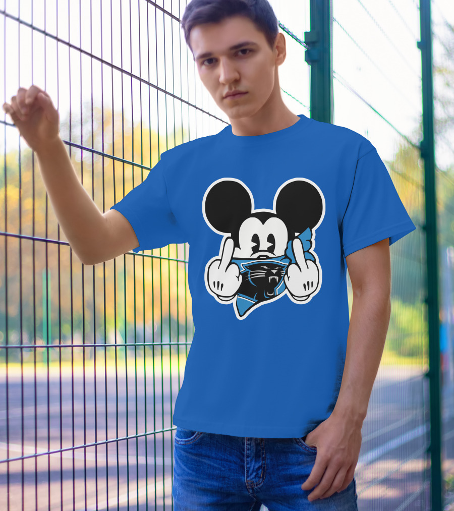 Carolina Panthers 45 Mickey Mouse Middle Finger T-Shirt
