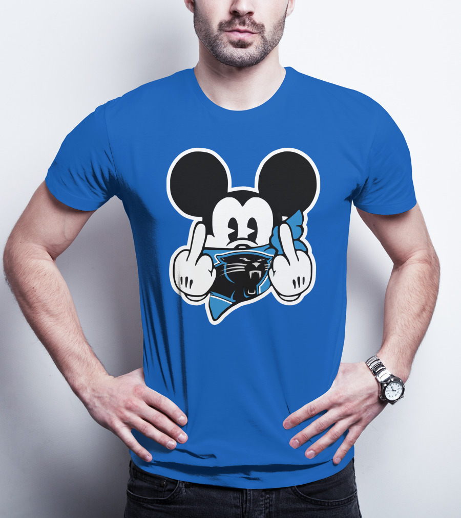 Carolina Panthers 45 Mickey Mouse Middle Finger T-Shirt