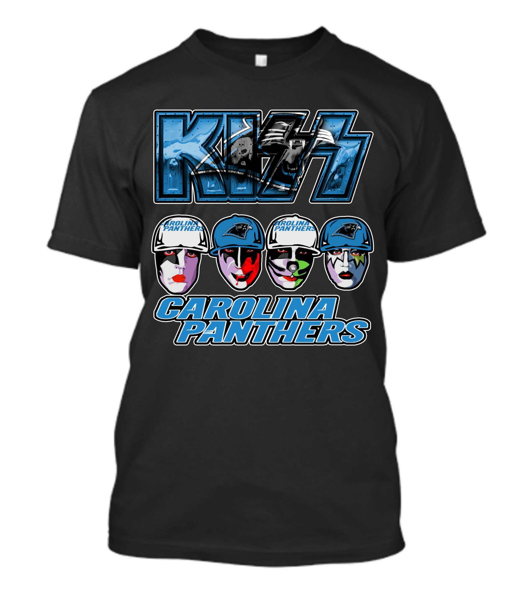 KISS Carolina Panthers Rock Band Face Paint Fan Merch T-Shirt