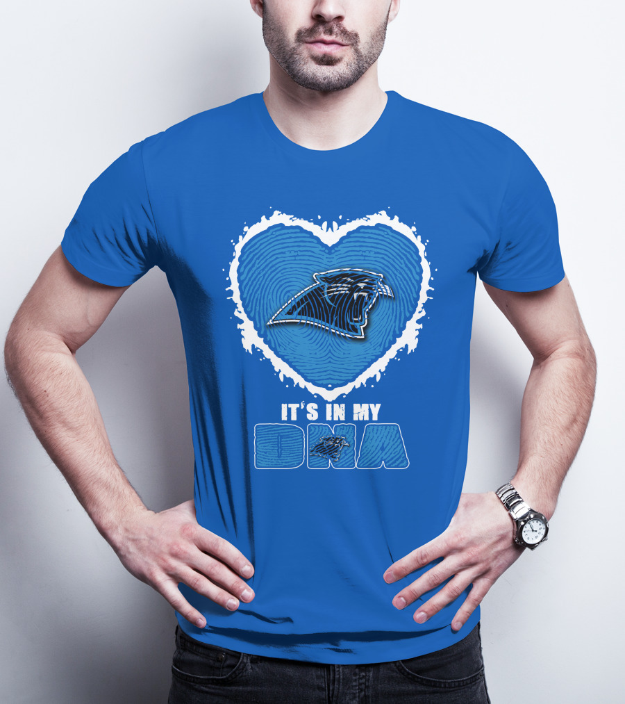 Carolina Panthers It's In My Dna Heart Fingerprint T-Shirt