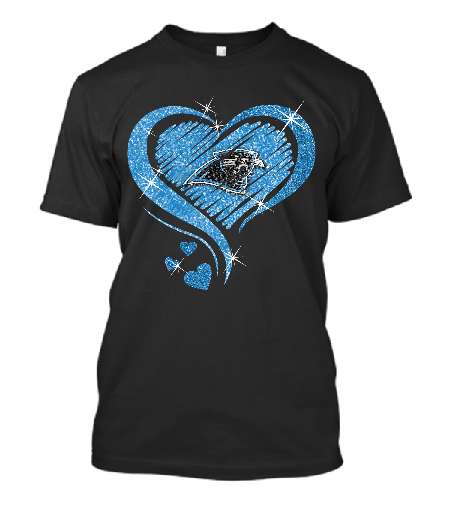 Heart Diamond Sparkle Carolina Panthers Fan Love T-Shirt
