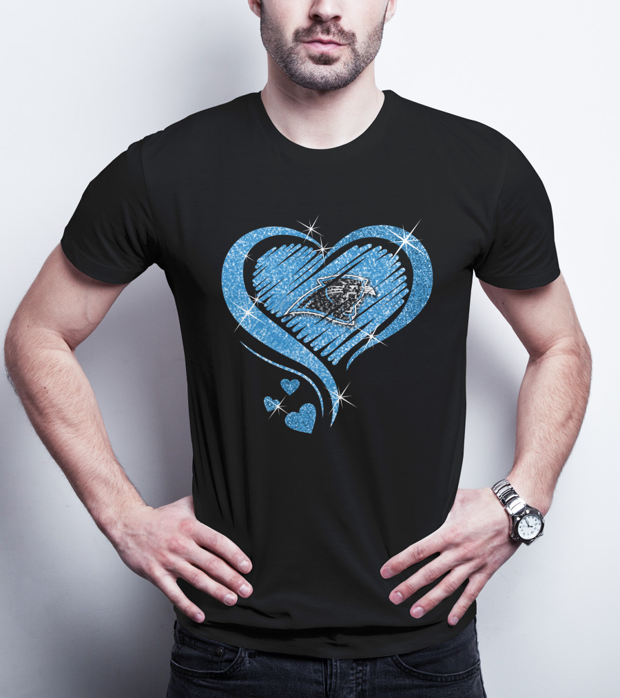 Heart Diamond Sparkle Carolina Panthers Fan Love T-Shirt