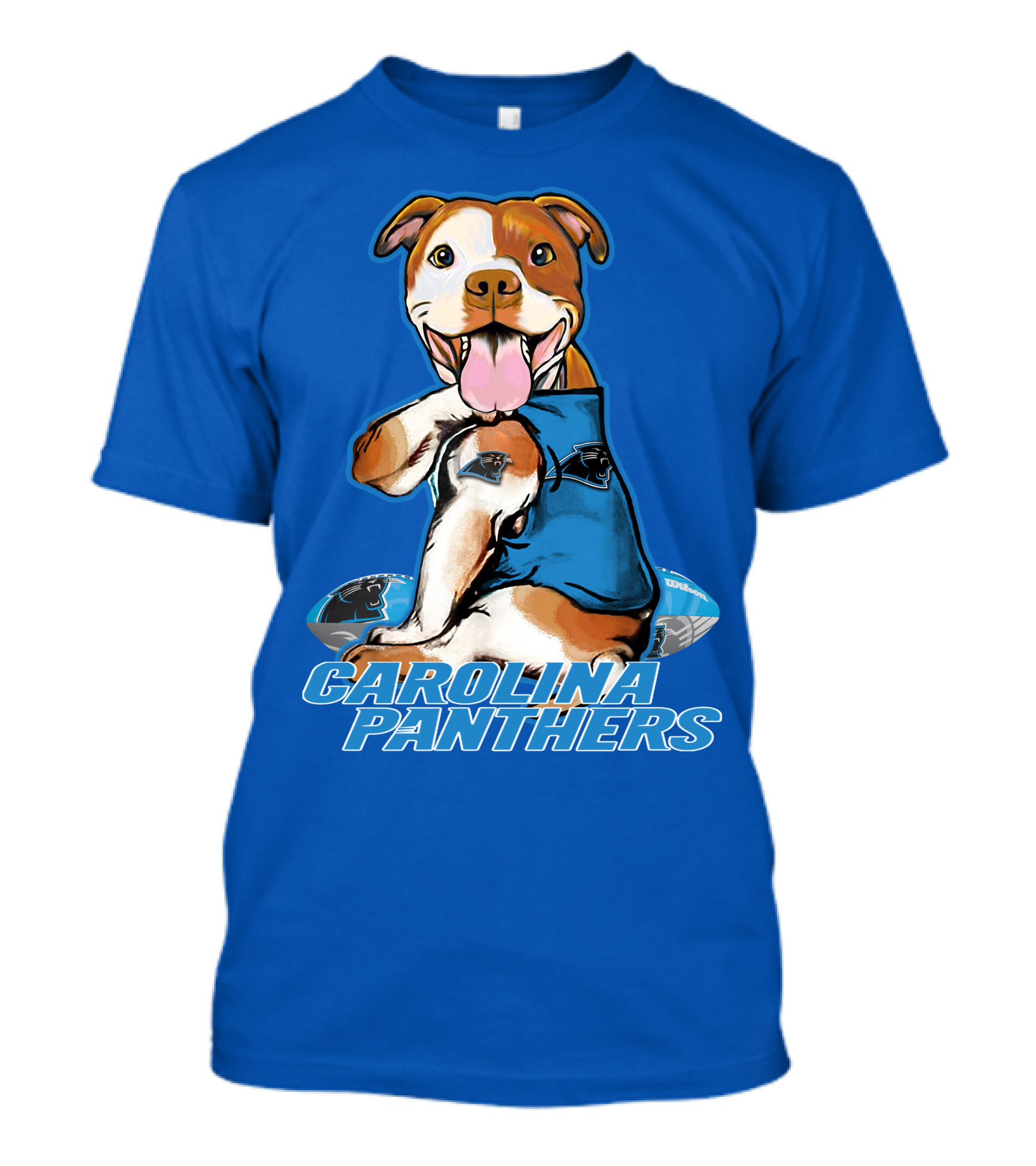 CAROLINA PANTHERS PITBULL TEAM SPIRIT WITH FOOTBALL AND TATTOOED JERSEY T-Shirt