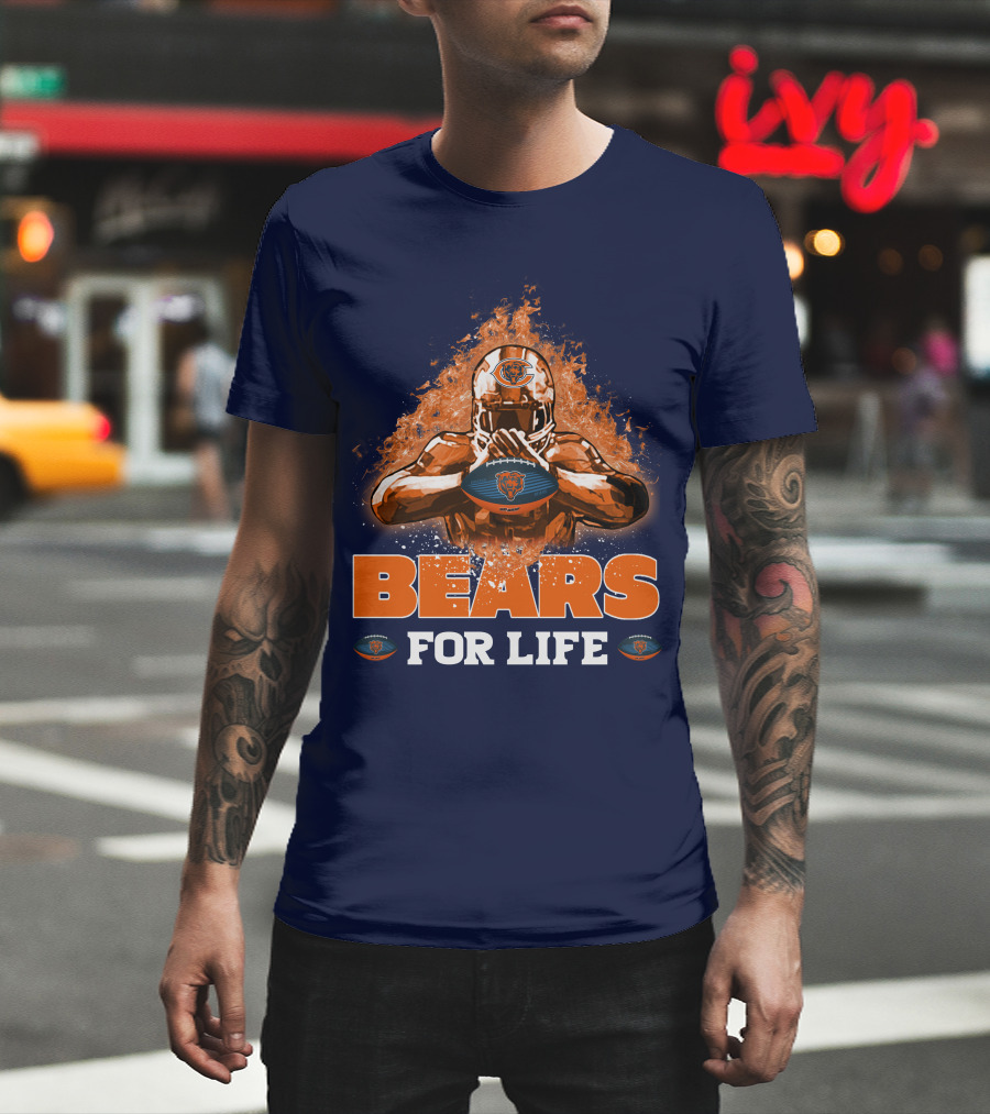 BEARS FOR LIFE CHICAGO BEARS FOOTBALL FLAMES T-Shirt