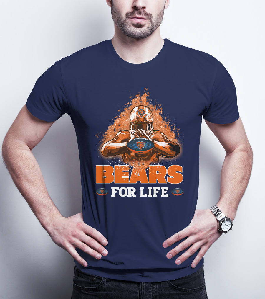 BEARS FOR LIFE CHICAGO BEARS FOOTBALL FLAMES T-Shirt