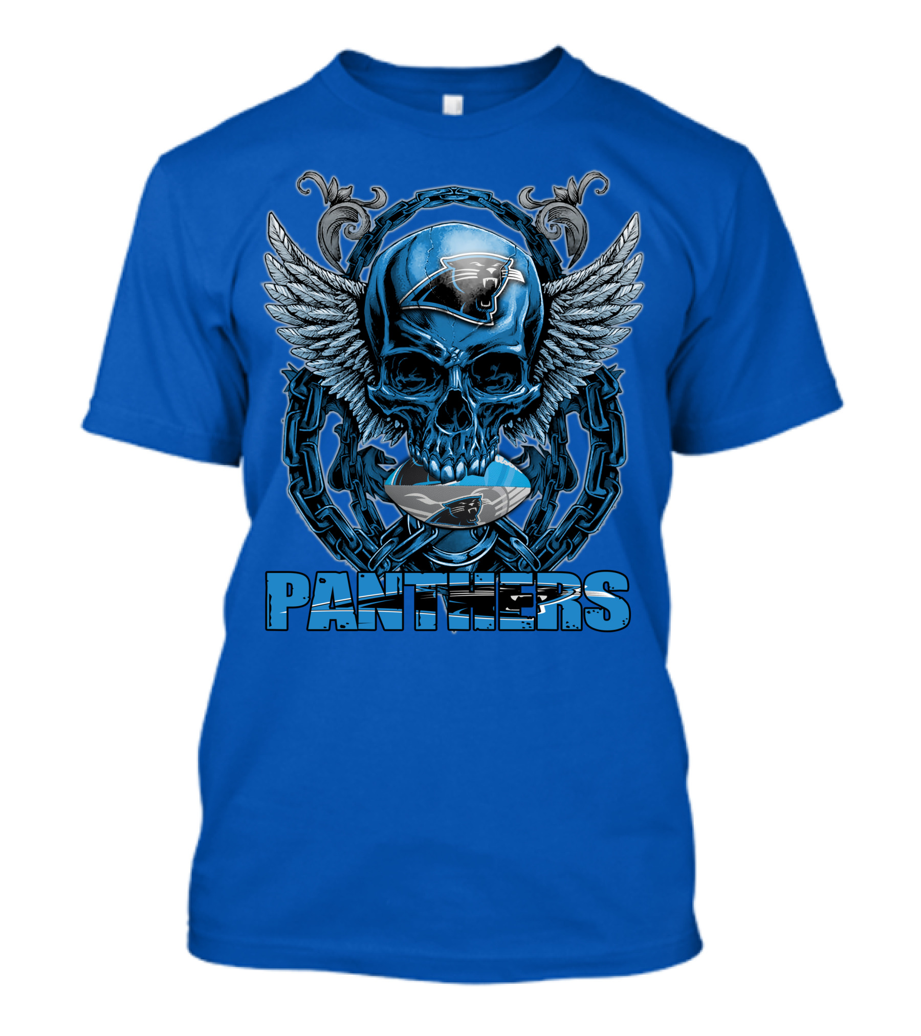 Skullfb PANTHERS Carolina Logo Wings Chains T-Shirt