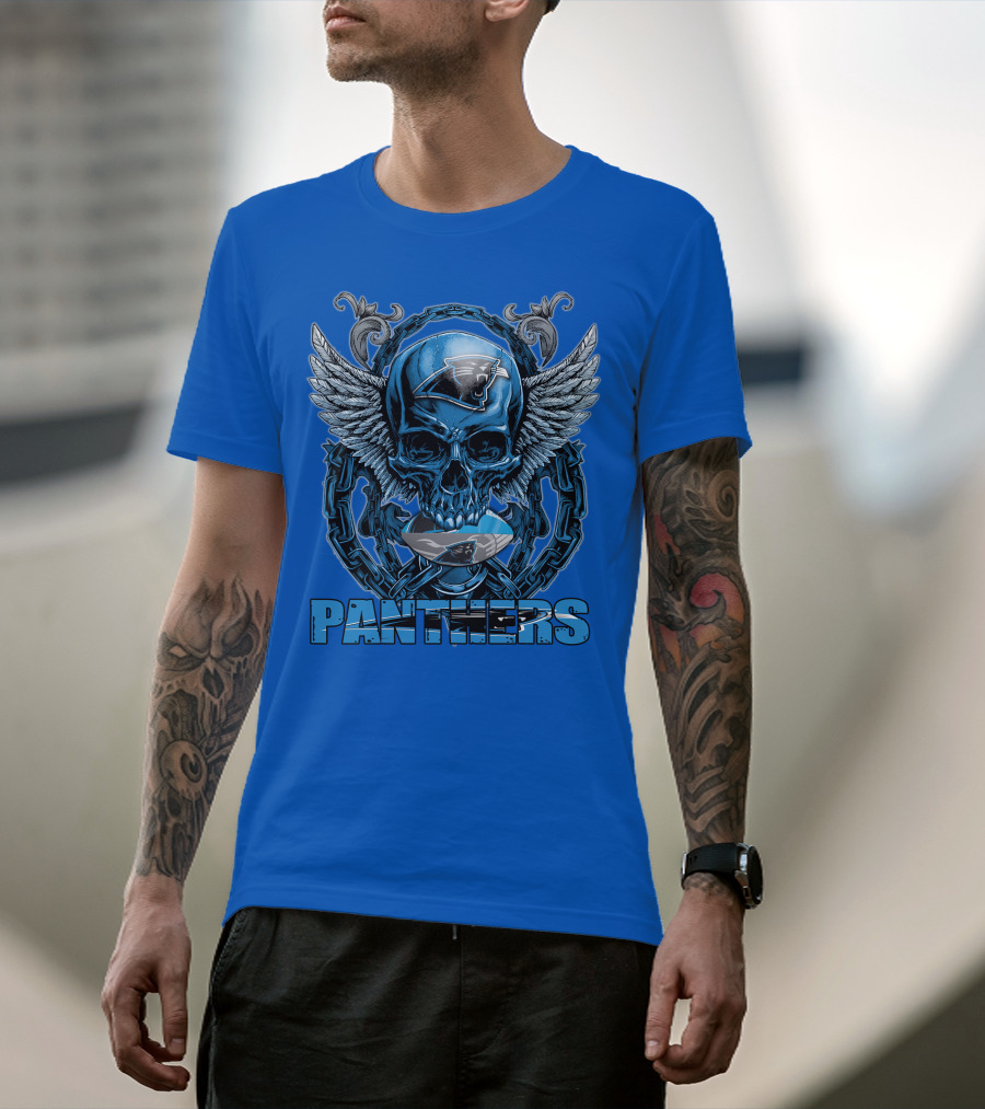 Skullfb PANTHERS Carolina Logo Wings Chains T-Shirt