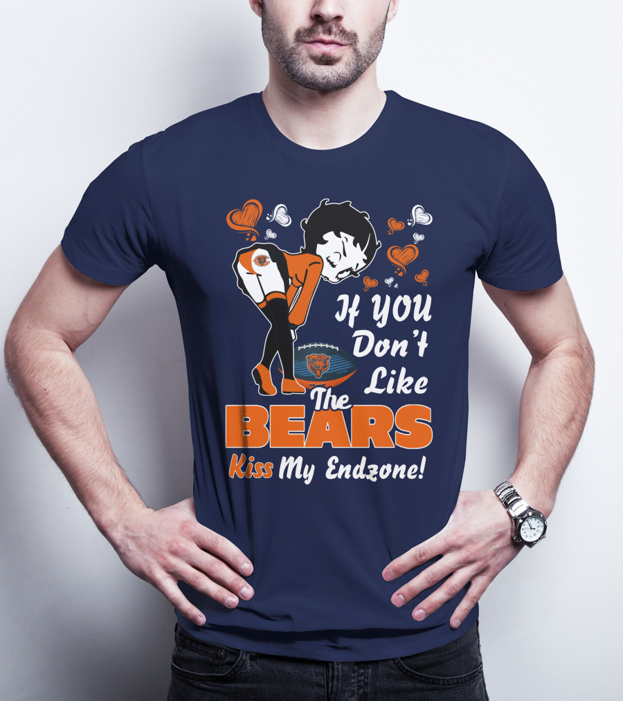 Betty Boop If You Don't Like The Chicago Bears Kiss My Endzone T-Shirt