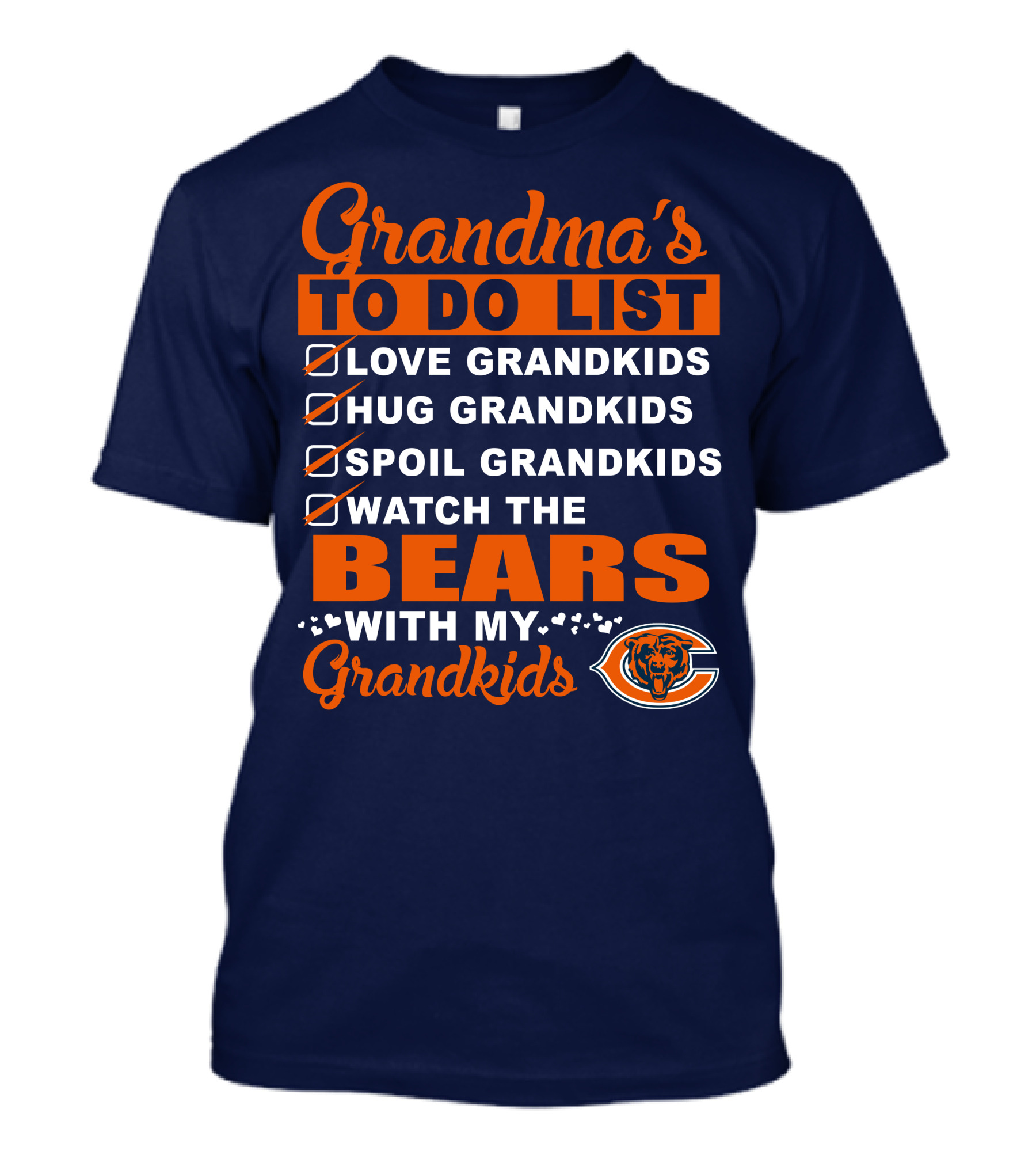 Grandma's To Do List Love Hug Spoil Watch The Bears With My Grandkids Chicago Bears T-Shirt