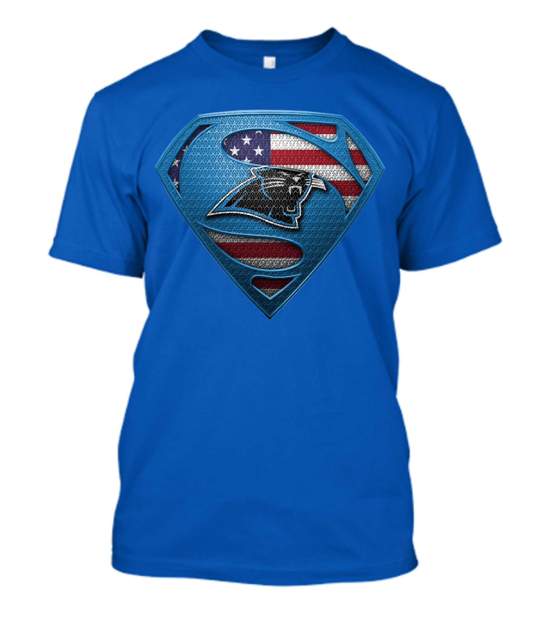 SPM Carolina Panthers American Flag Superman Emblem T-Shirt