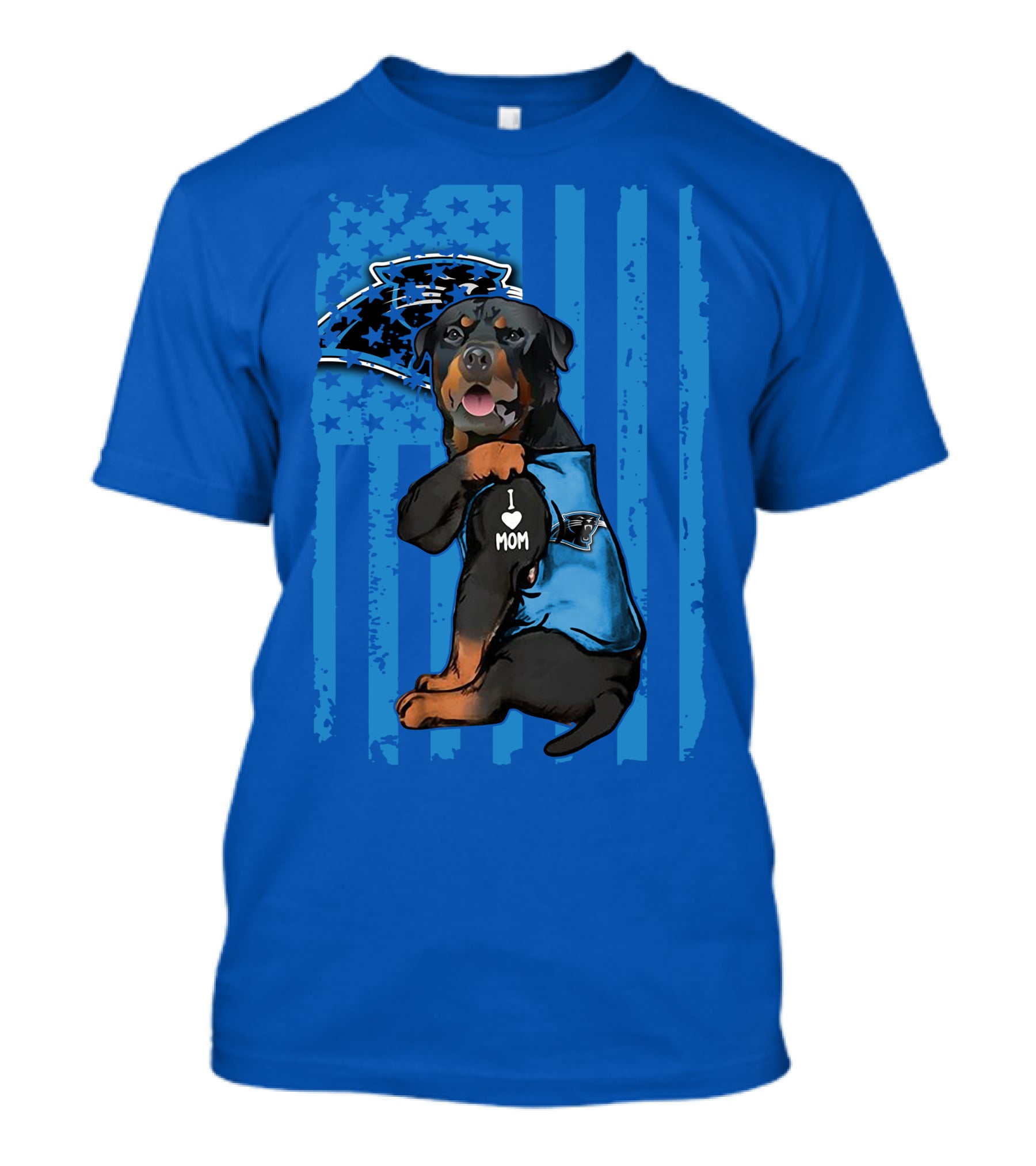 Rottweiler I Love Mom Carolina Panthers Fan Flag T-Shirt