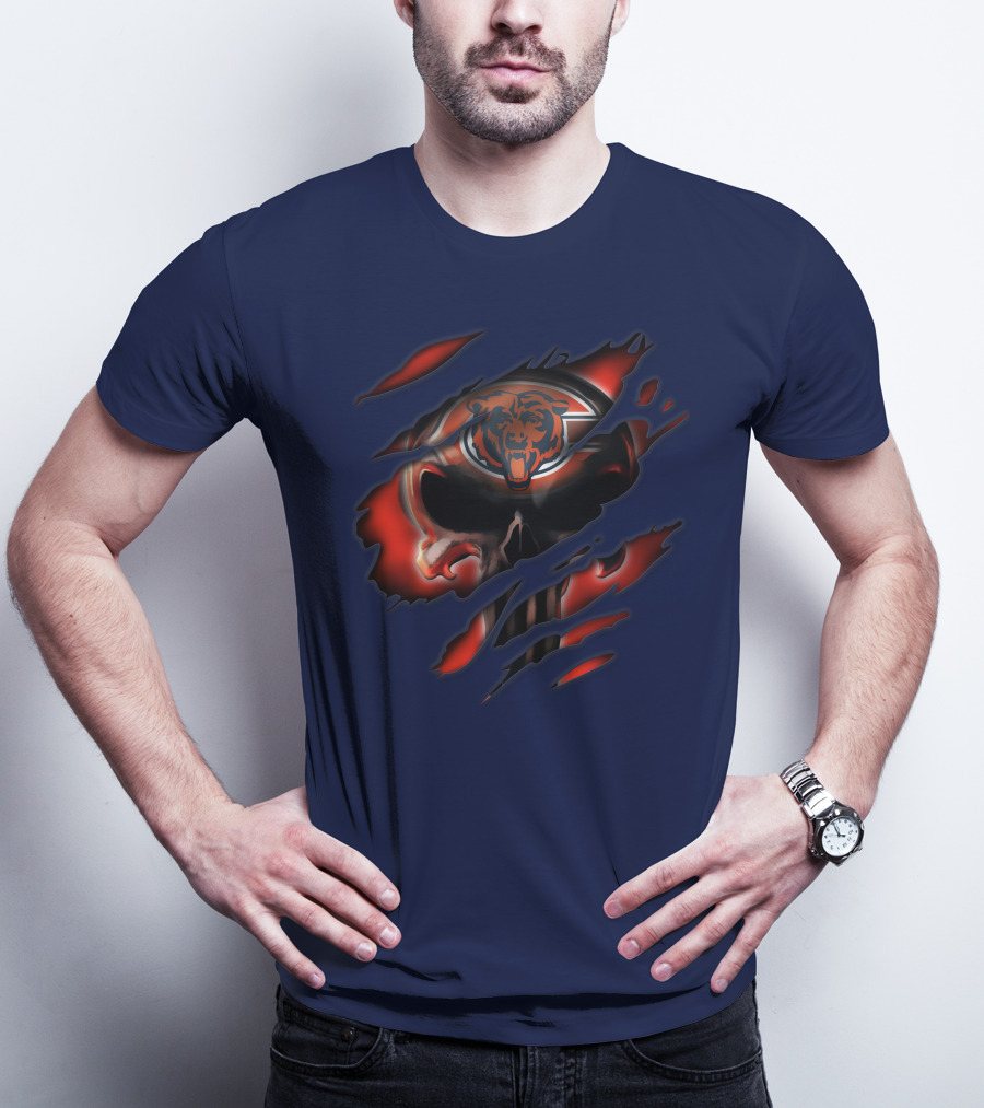Chicago Bears 32 Skull Rips T-Shirt