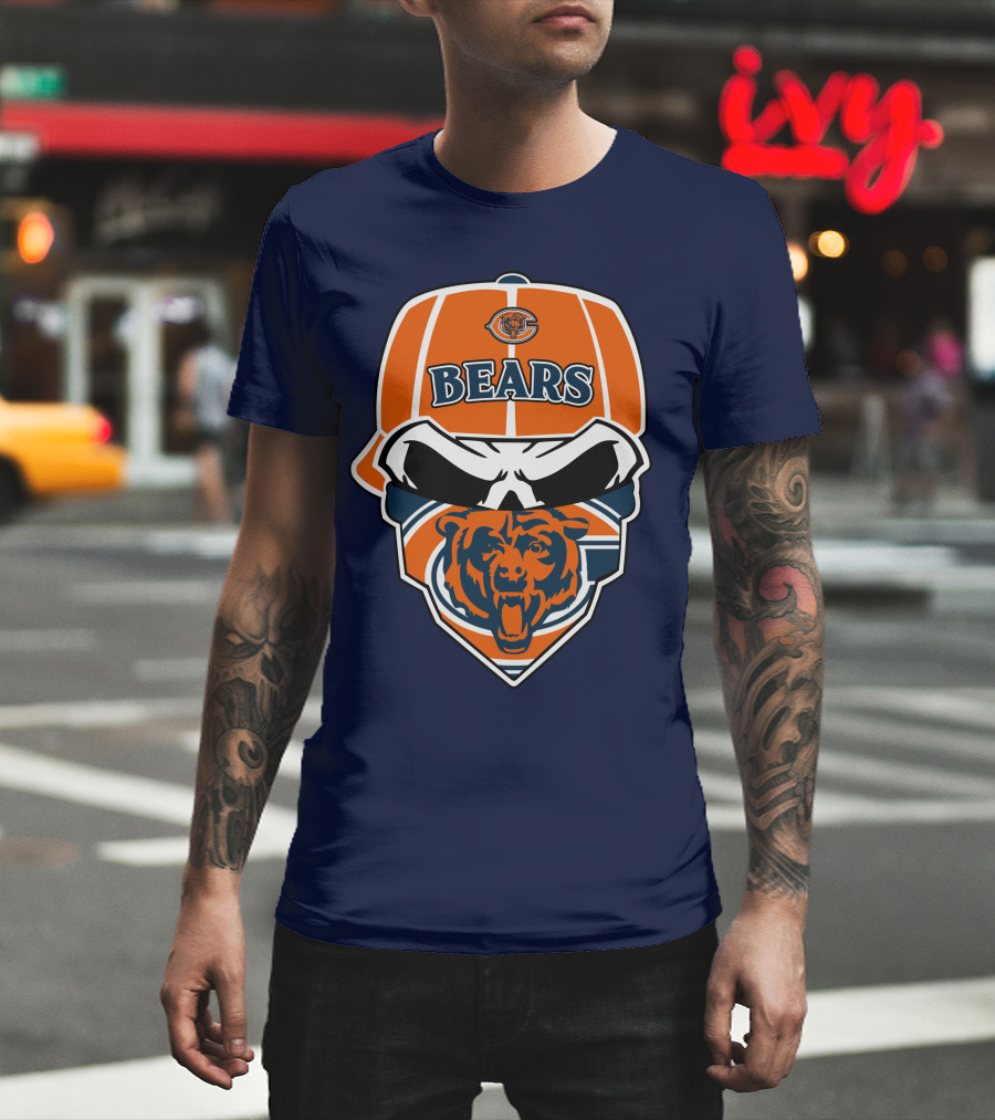 Chicago Bears 33 Skull Bandana Hat T-Shirt