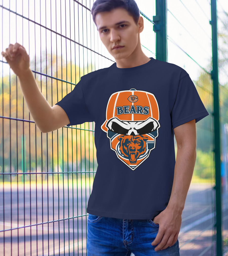 Chicago Bears 33 Skull Bandana Hat T-Shirt