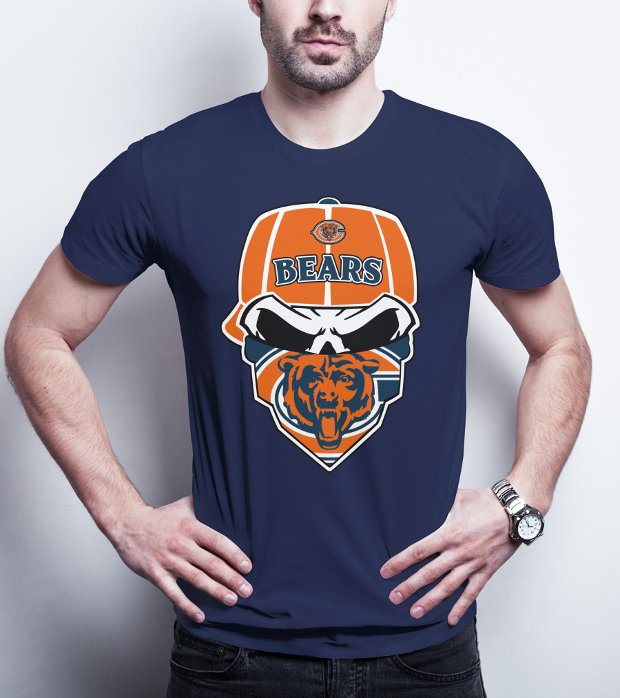 Chicago Bears 33 Skull Bandana Hat T-Shirt