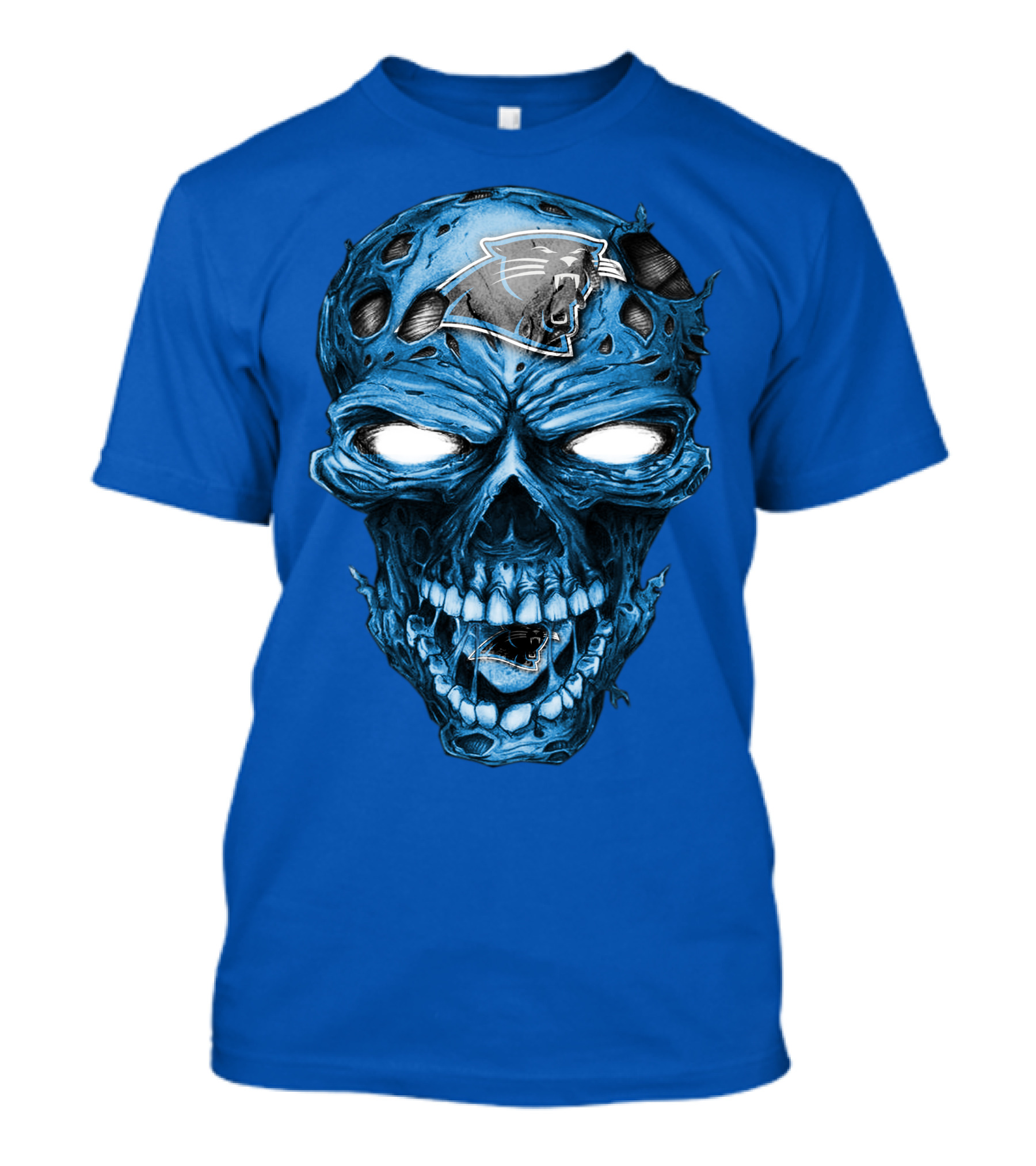 Carolina Panthers Blue Skull Supernatural Fan Gear T-Shirt