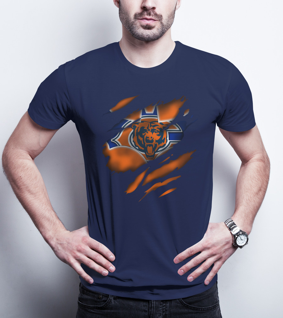 Chicago Bears 07 Vintage Logo Ripped Claw T-Shirt