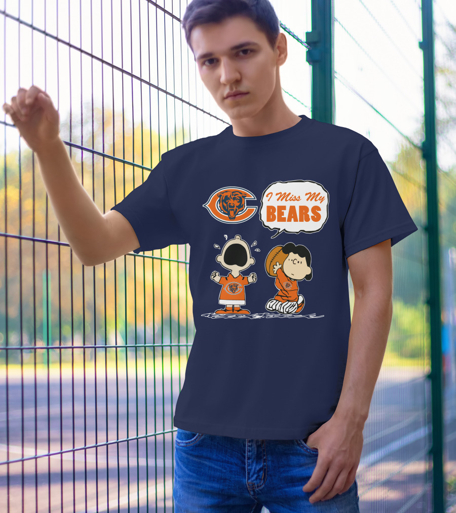 I Miss My Bears Chicago Bears Peanuts Characters T-Shirt