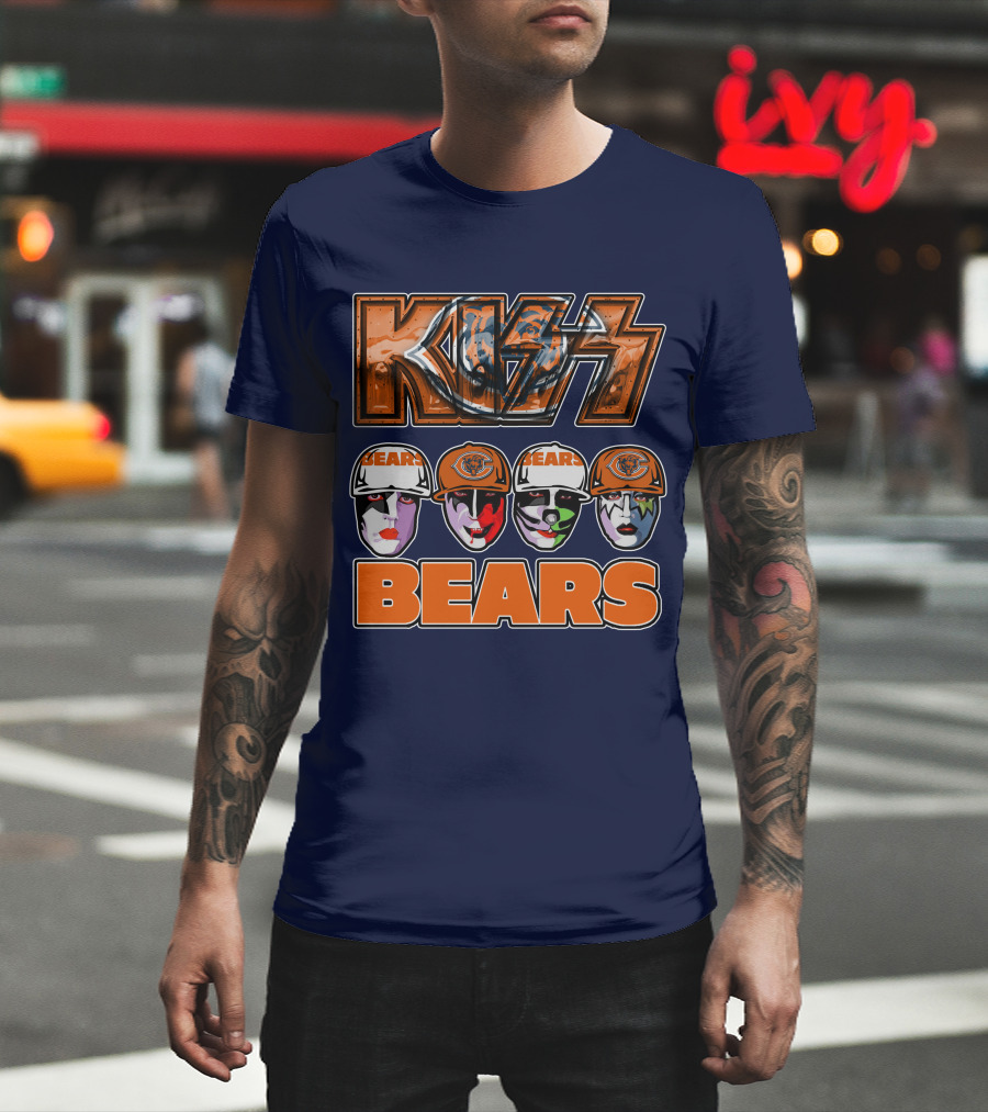 KISS Chicago Bears Facepaint Helmet T-Shirt