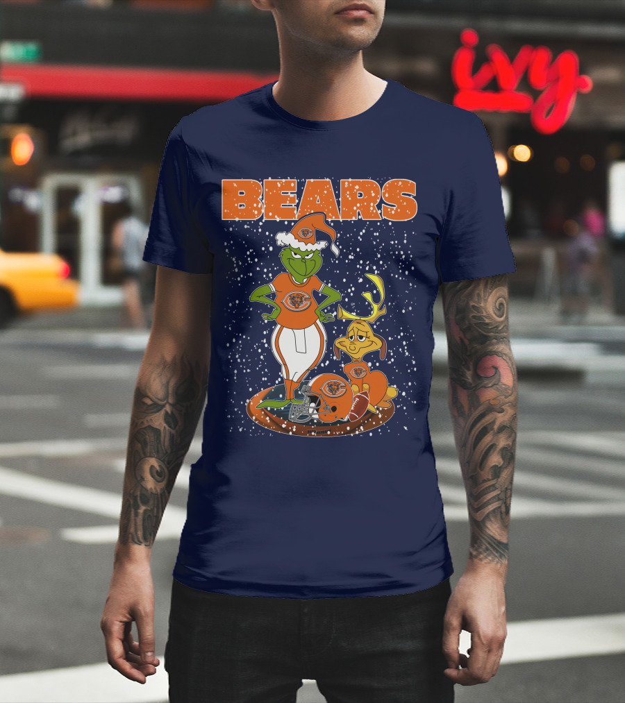 Grinchxmas BEARS Christmas Chicago Football Collaboration T-Shirt