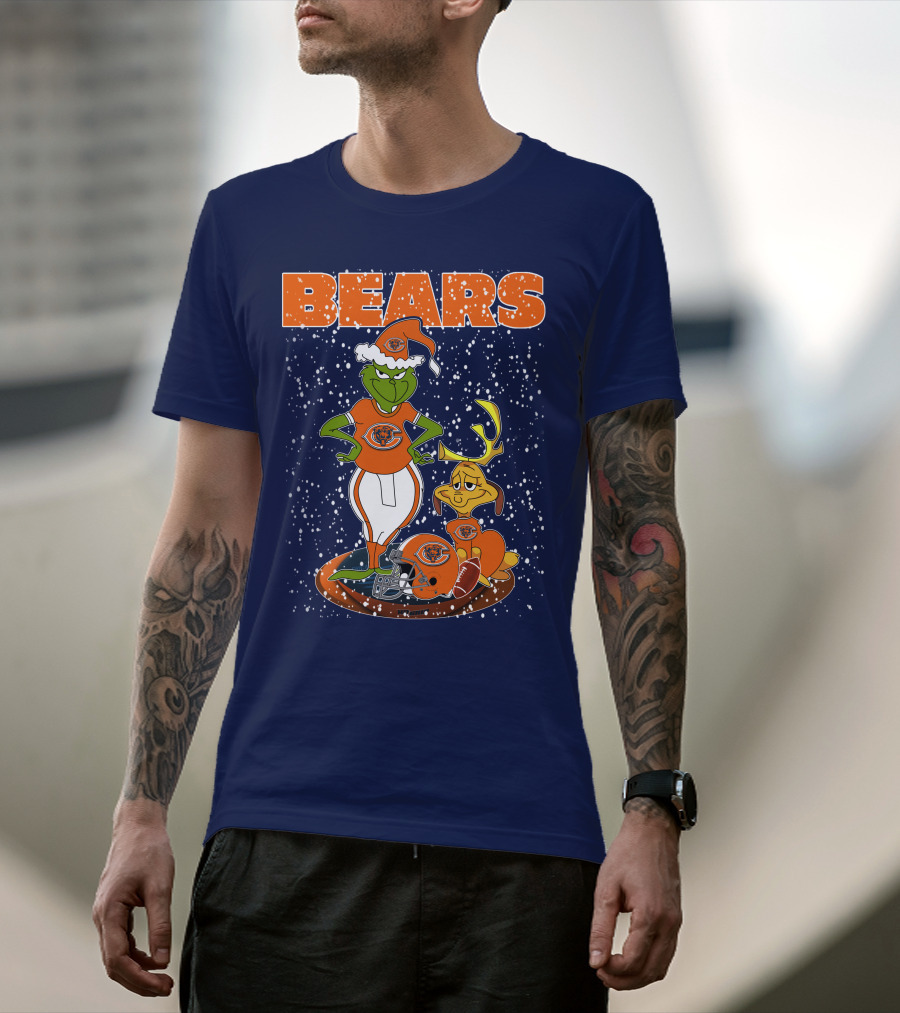 Grinchxmas BEARS Christmas Chicago Football Collaboration T-Shirt