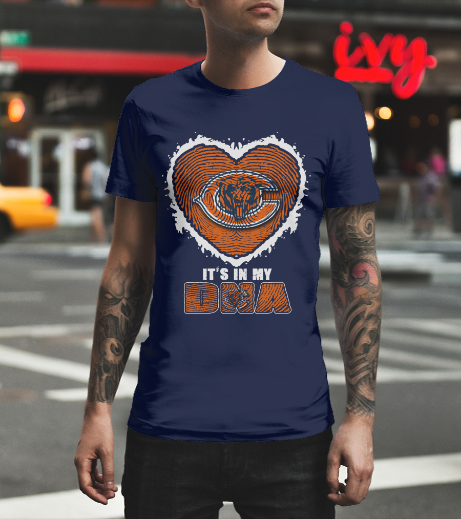 It's In My DNA Chicago Bears Heart Fingerprint T-Shirt