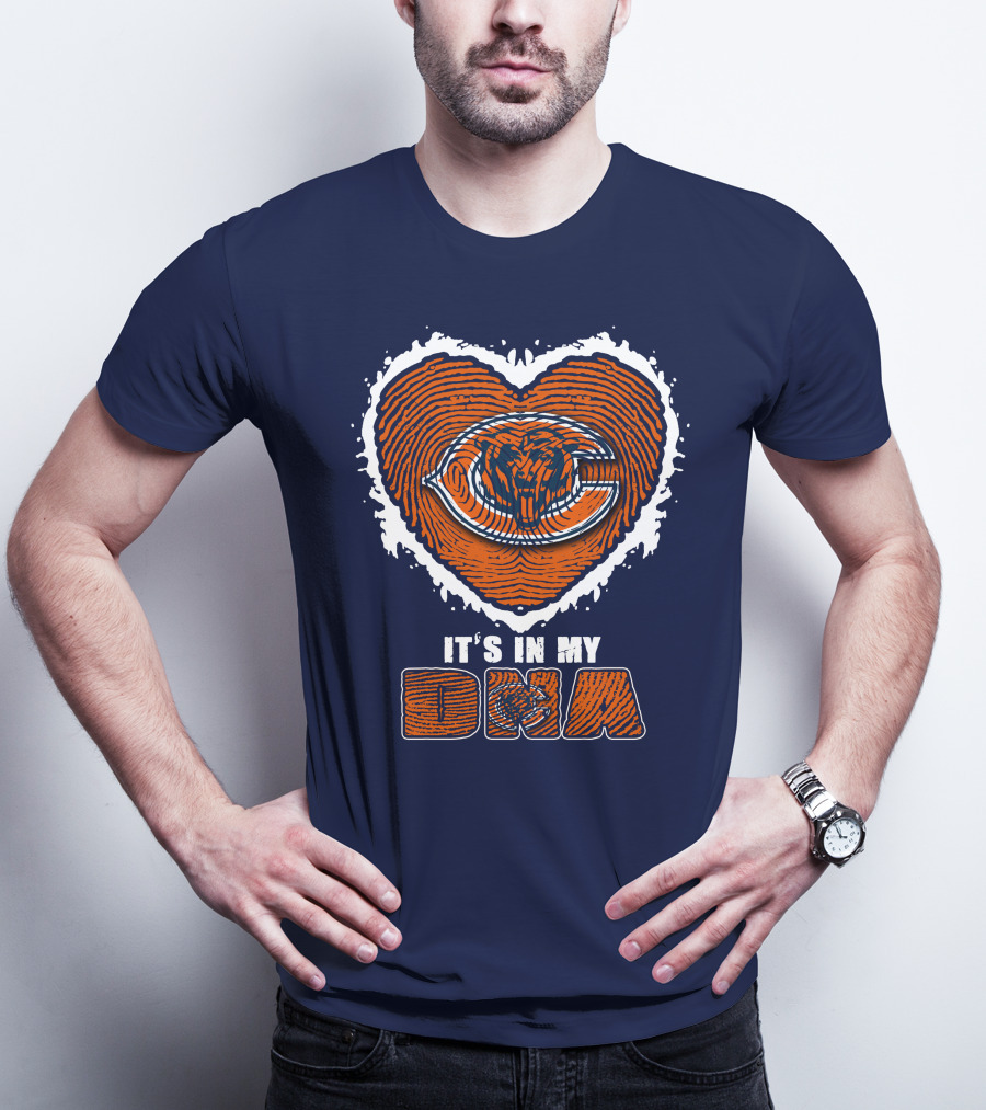 It's In My DNA Chicago Bears Heart Fingerprint T-Shirt