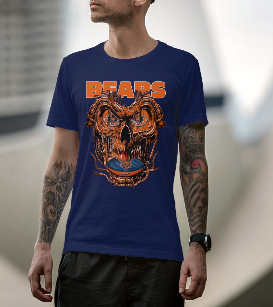 BEARS Dragonskull Football CHICAGO T-Shirt