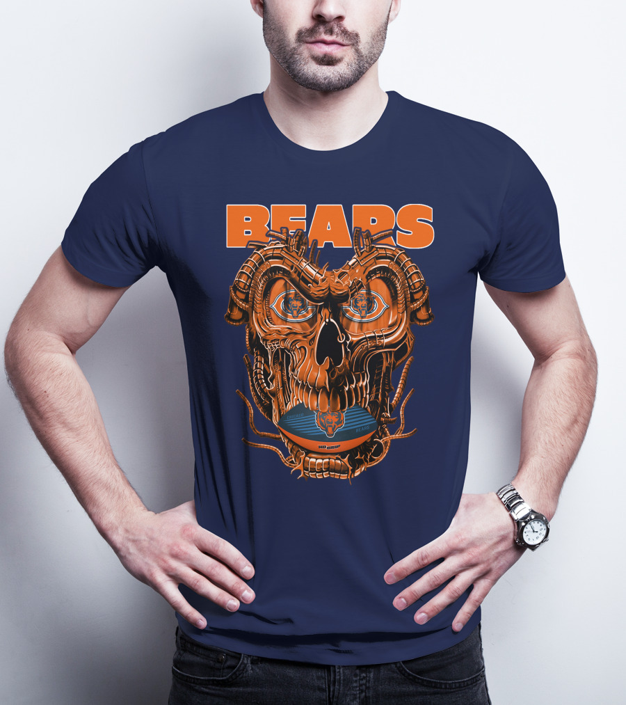 BEARS Dragonskull Football CHICAGO T-Shirt