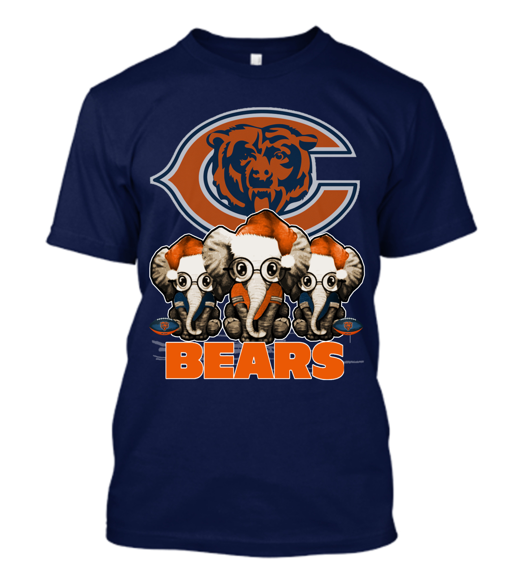 Chicago Bears Christmas Elephants Football T-Shirt