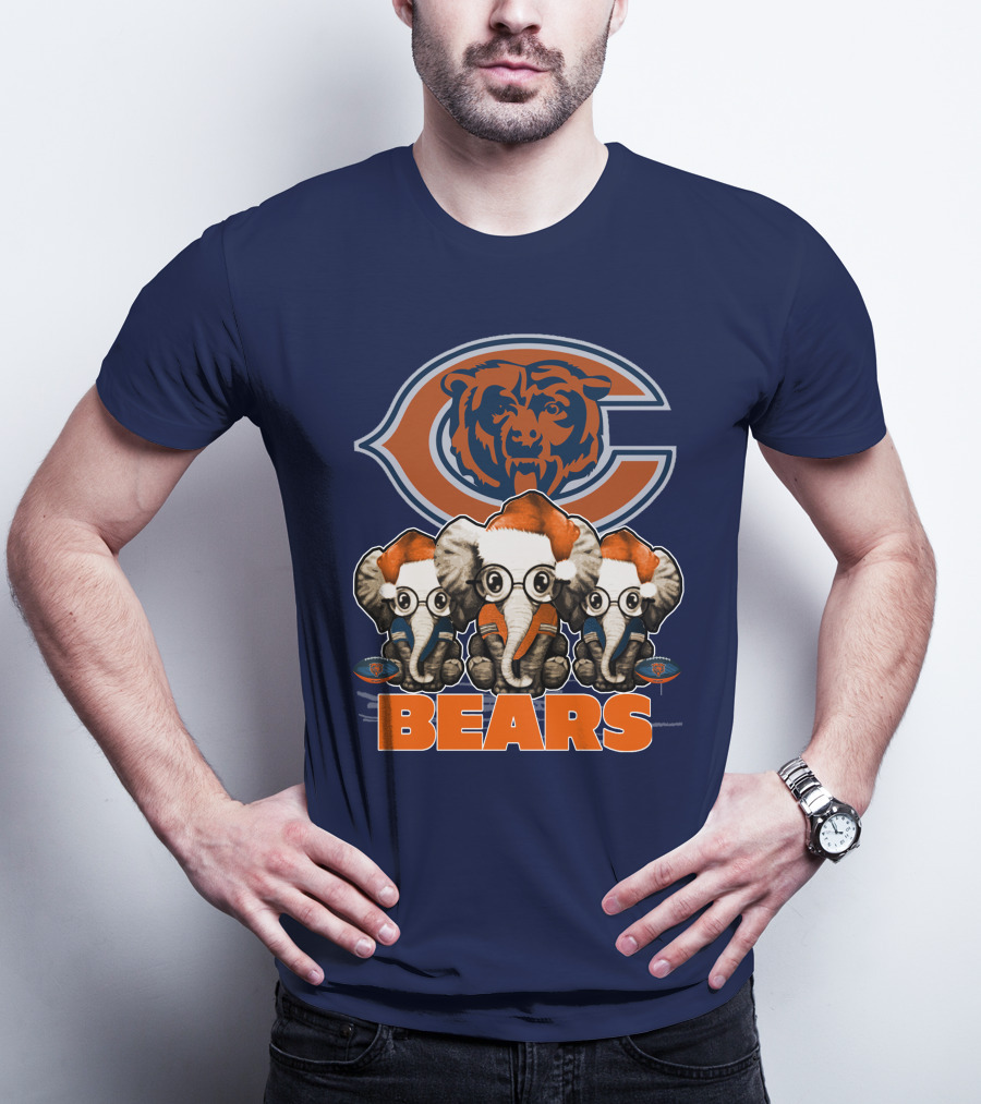 Chicago Bears Christmas Elephants Football T-Shirt