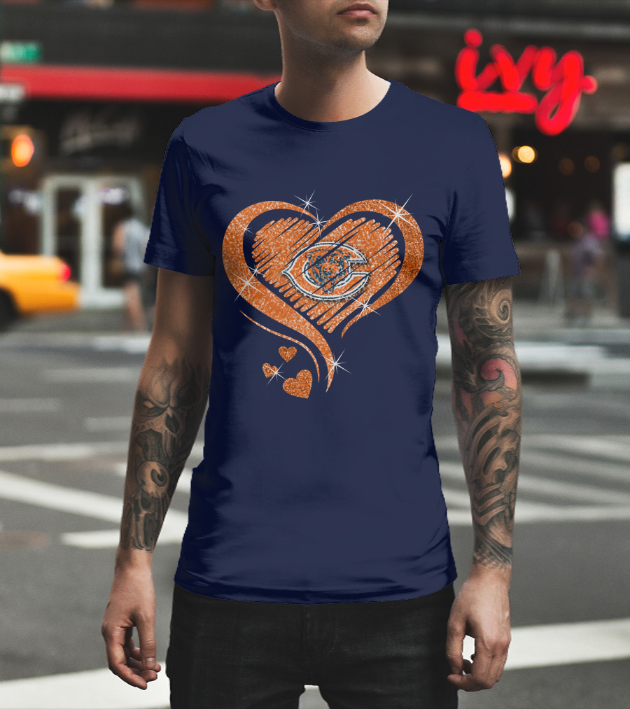Heart Diamond Chicago Bears Sparkle Hearts T-Shirt